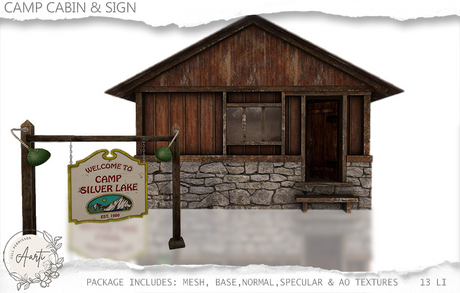 Second Life Marketplace - [A]arti Camp Cabin & Sign